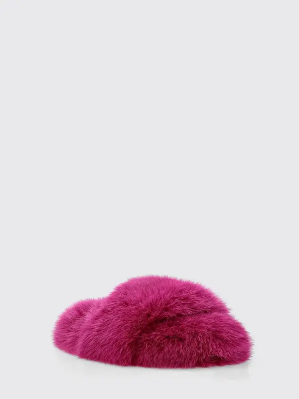 Philipp Plein Fur Slide Sandals With Low Heel - Fuchsia