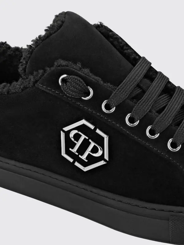 Philipp Plein Low-top Leather And Suede Sneakers With Shearling Lining