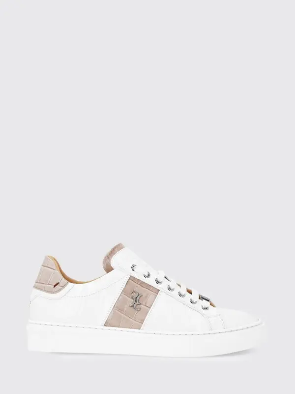 BILLIONAIRE Croc-effect Leather Low-top Trainers With Metallic Logo
