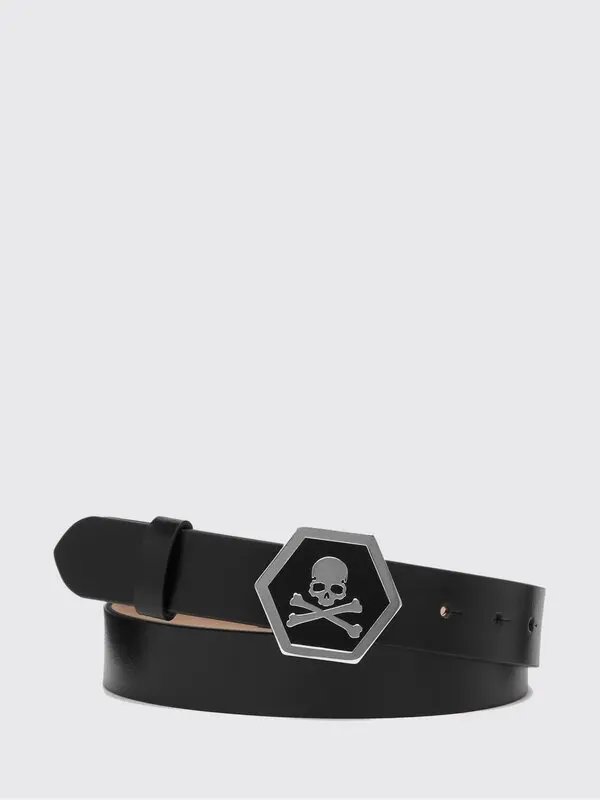 Philipp Plein Leather Belt With Skull Buckle - Black