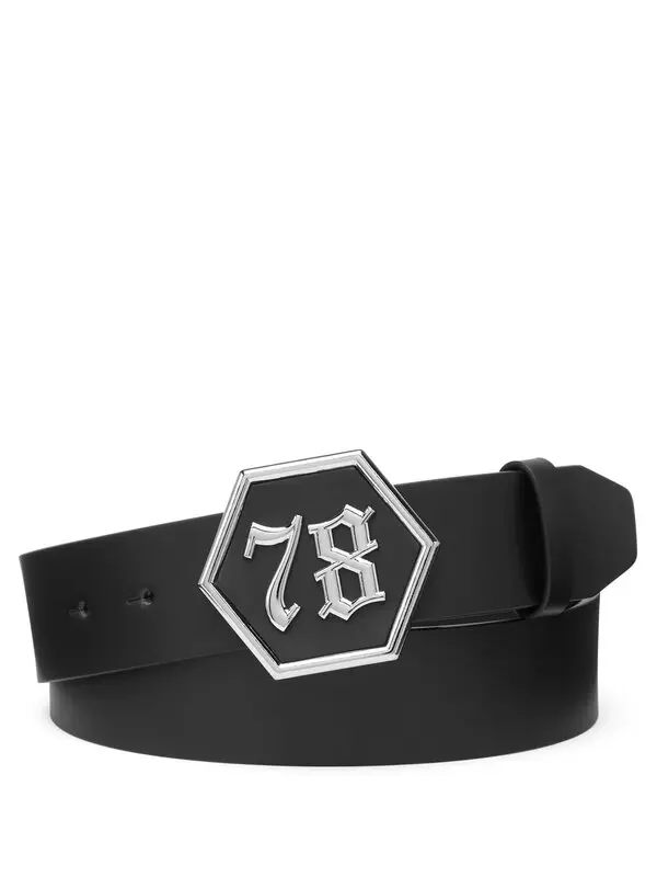 Philipp Plein Adjustable Smooth Leather Belt With Metal Buckle - Black