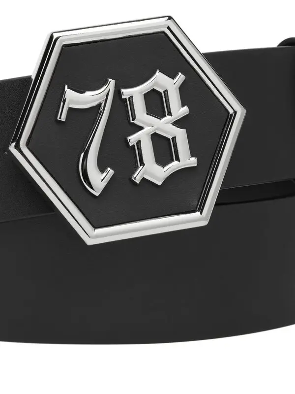 Philipp Plein Adjustable Smooth Leather Belt With Metal Buckle - Black