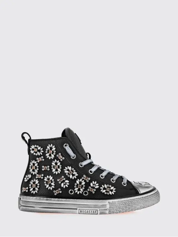 Philipp Plein Embellished Grained Leather High-top Sneakers - Black