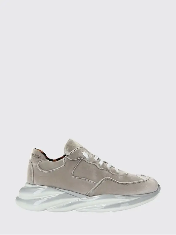Philipp Plein Velvet Lace-up Sneakers With Chunky Sole - Silver