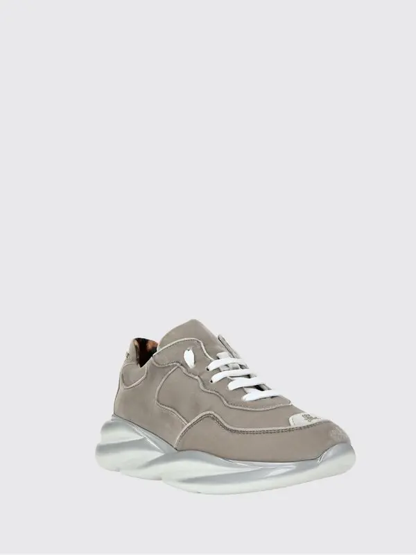 Philipp Plein Velvet Lace-up Sneakers With Chunky Sole - Silver