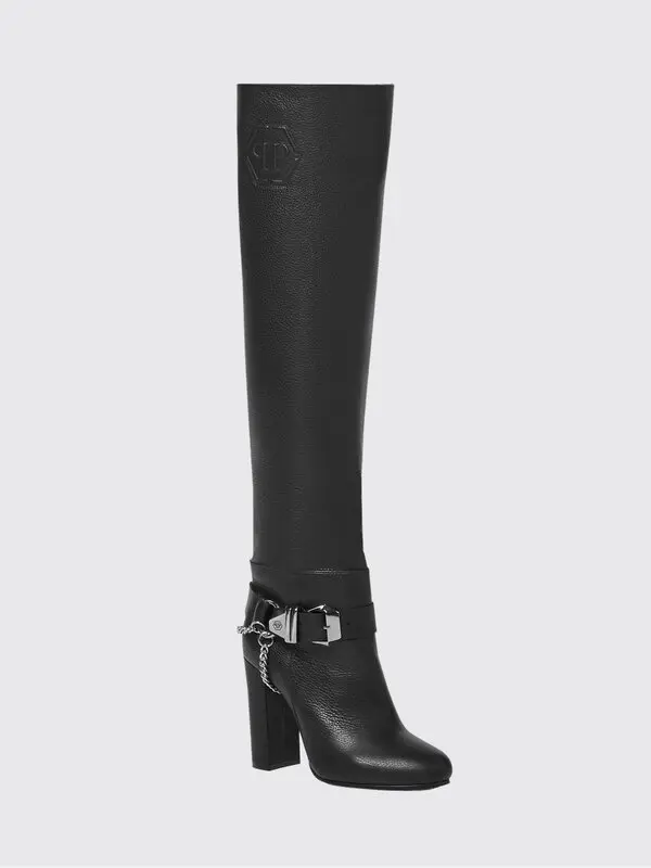 Philipp Plein Grained Leather Over-the-knee Boots With High Block Heel