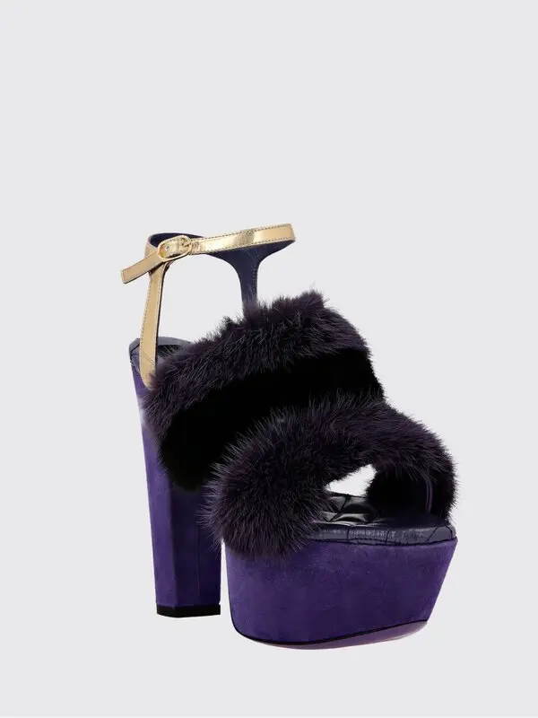 Philipp Plein Striped Suede And Fur Platform Sandals