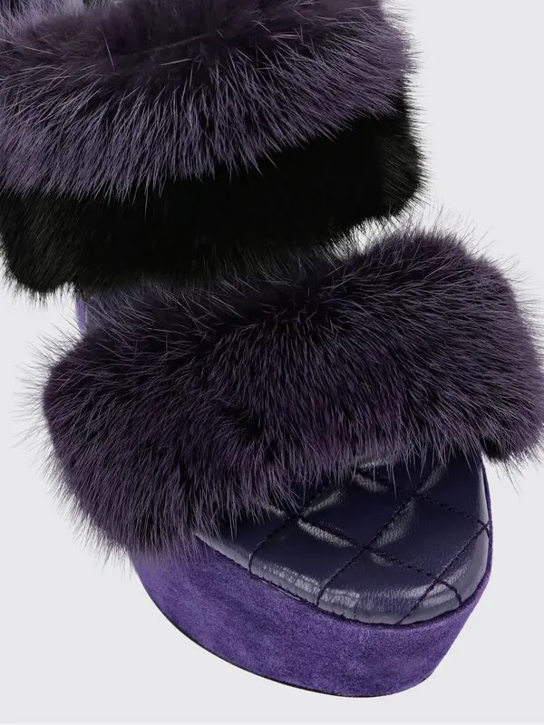 Philipp Plein Striped Suede And Fur Platform Sandals