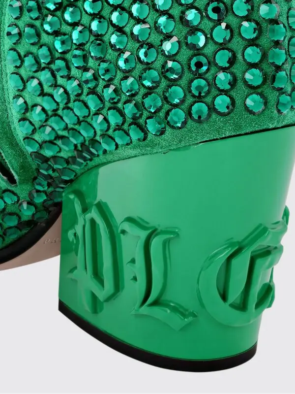 Philipp Plein Embroidered Swarovski Crystal Suede Knee-high Boots
