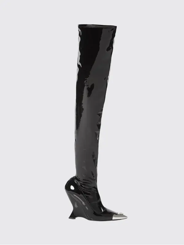 Philipp Plein Patent Leather Over-the-knee Boots With Skull Detail And Sculptural Heel - Black