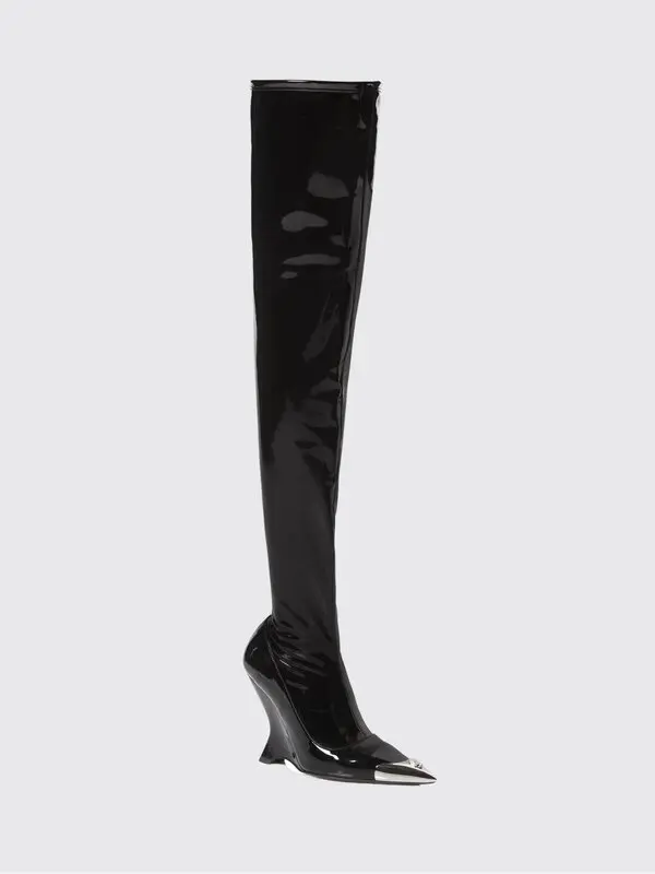 Philipp Plein Patent Leather Over-the-knee Boots With Skull Detail And Sculptural Heel