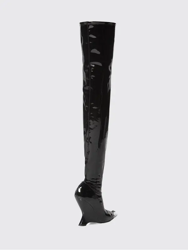 Philipp Plein Patent Leather Over-the-knee Boots With Skull Detail And Sculptural Heel