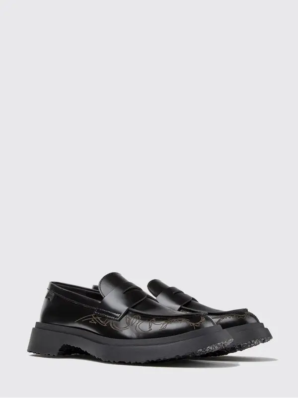 Camper Walden Loafers In Smooth Calfskin With Graphic Print And Chunky Sole