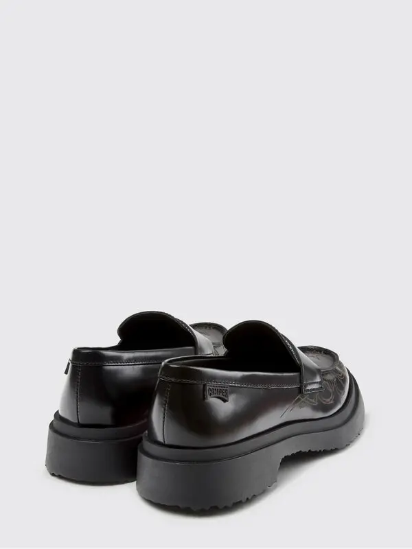 Camper Walden Loafers In Smooth Calfskin With Graphic Print And Chunky Sole