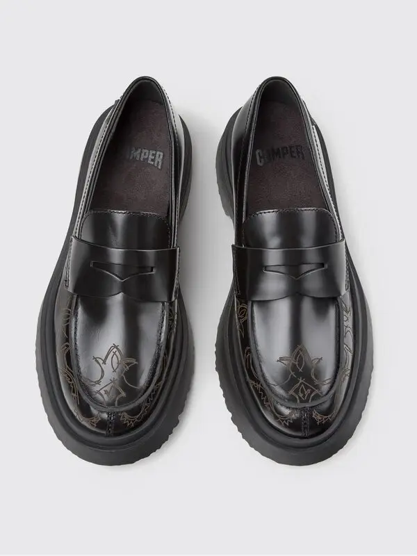 Camper Walden Loafers In Smooth Calfskin With Graphic Print And Chunky Sole