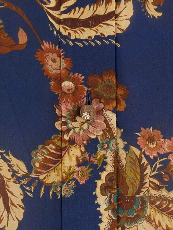Zimmermann Aster Relaxed Fit Silk Shirt With Ethnic Print - Blue