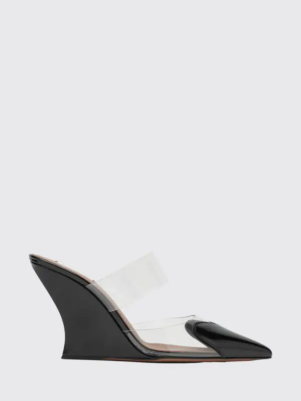 Alaïa Patent Leather And Clear Vinyl Wedge Mules - Black