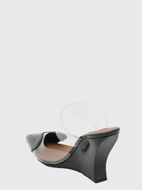 Alaïa Patent Leather And Clear Vinyl Wedge Mules - Black