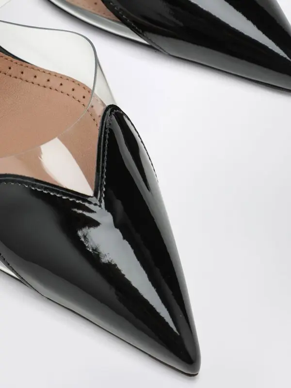 Alaïa Patent Leather And Clear Vinyl Wedge Mules - Black