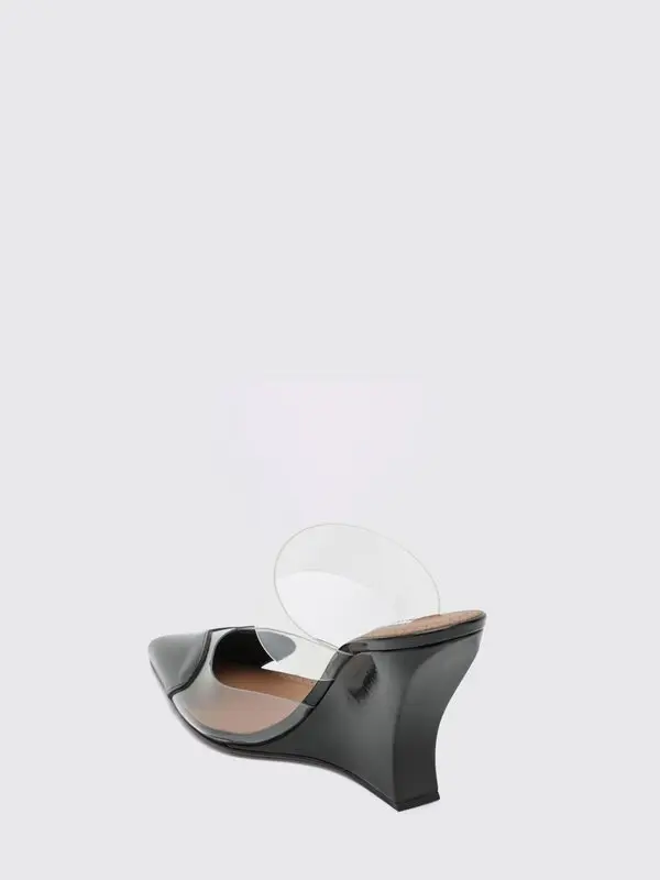 Alaïa Patent Leather And Clear Vinyl Wedge Mules - Black