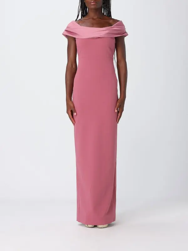 Solace London Adele Off-the-shoulder Draped Satin Evening Gown - Pink