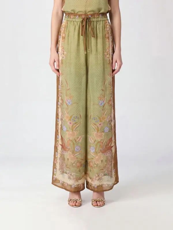 Zimmermann Indra High-waisted Silk Palazzo Trousers - Kaki