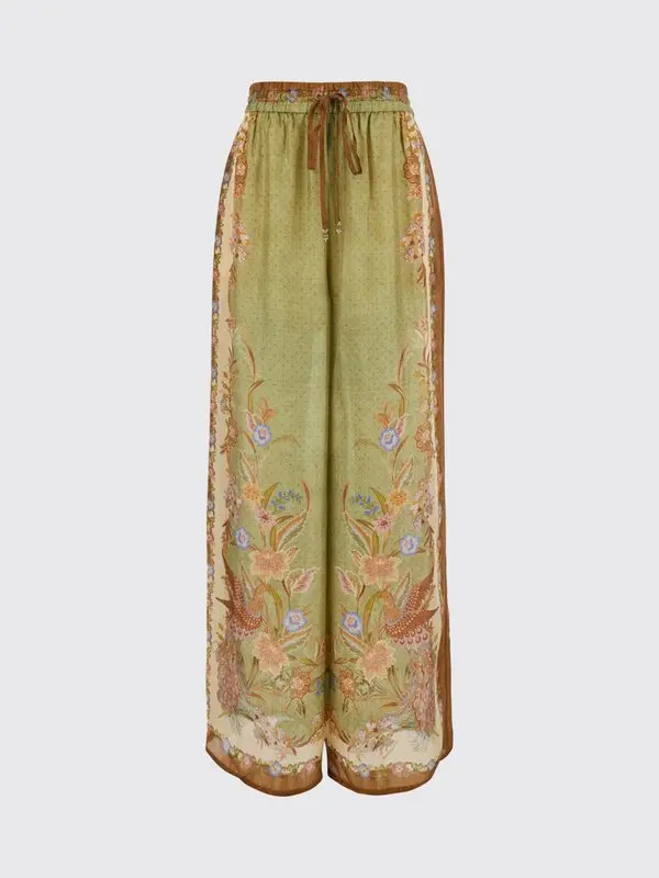 Zimmermann Indra High-waisted Silk Palazzo Trousers - Kaki