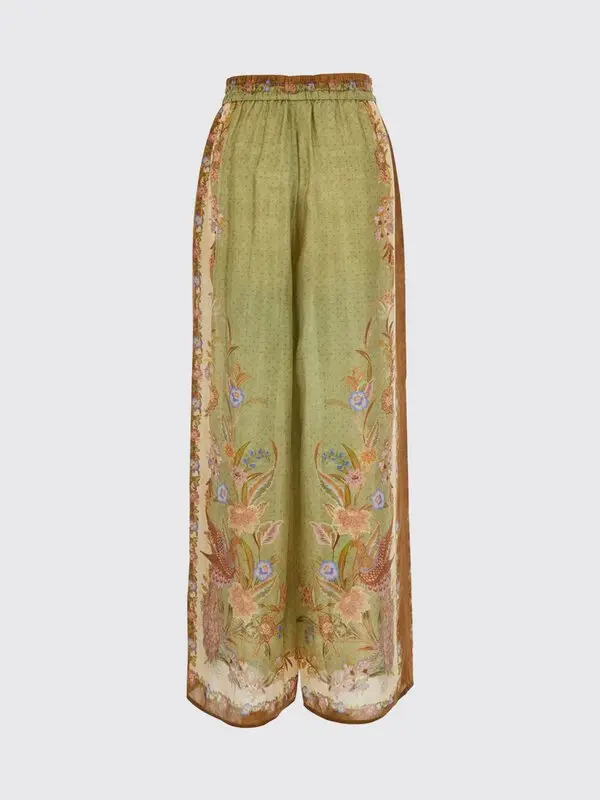 Zimmermann Indra High-waisted Silk Palazzo Trousers - Kaki