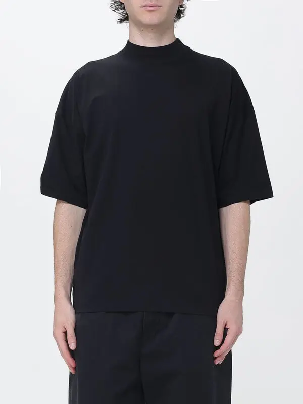 JIL SANDER Cotton T-shirt With Mock Neck And Dropped Shoulders - Grey