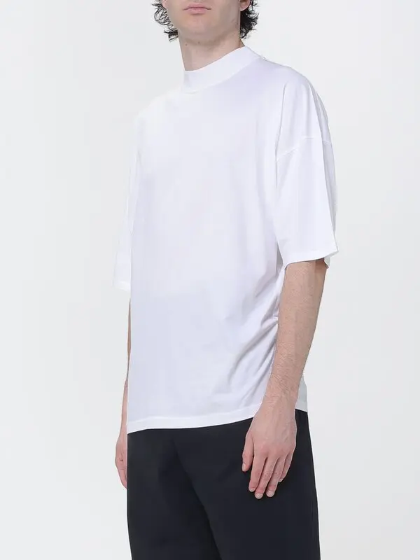 JIL SANDER Cotton T-shirt With Mock Neck And Dropped Shoulders - White