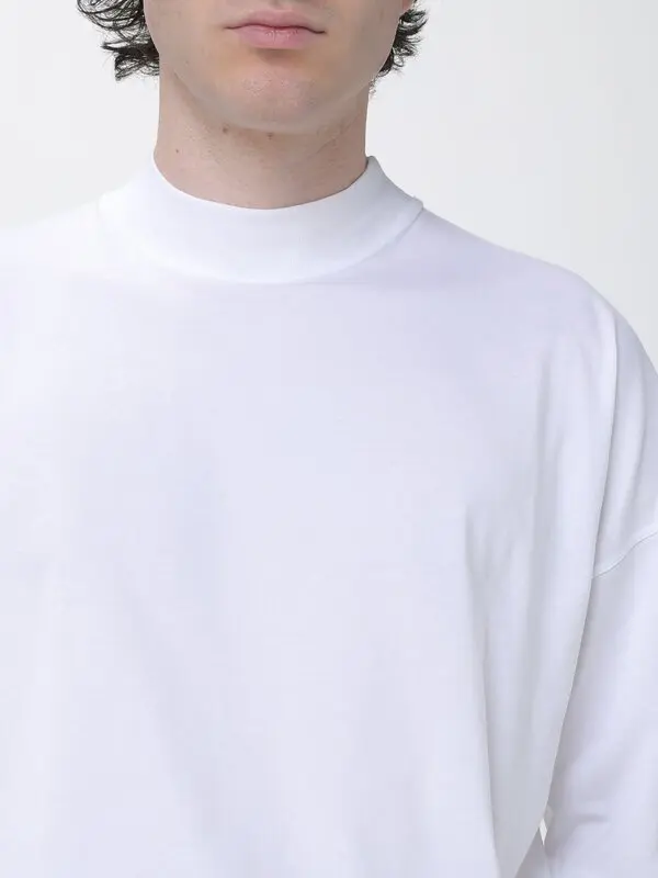 JIL SANDER Cotton T-shirt With Mock Neck And Dropped Shoulders - White
