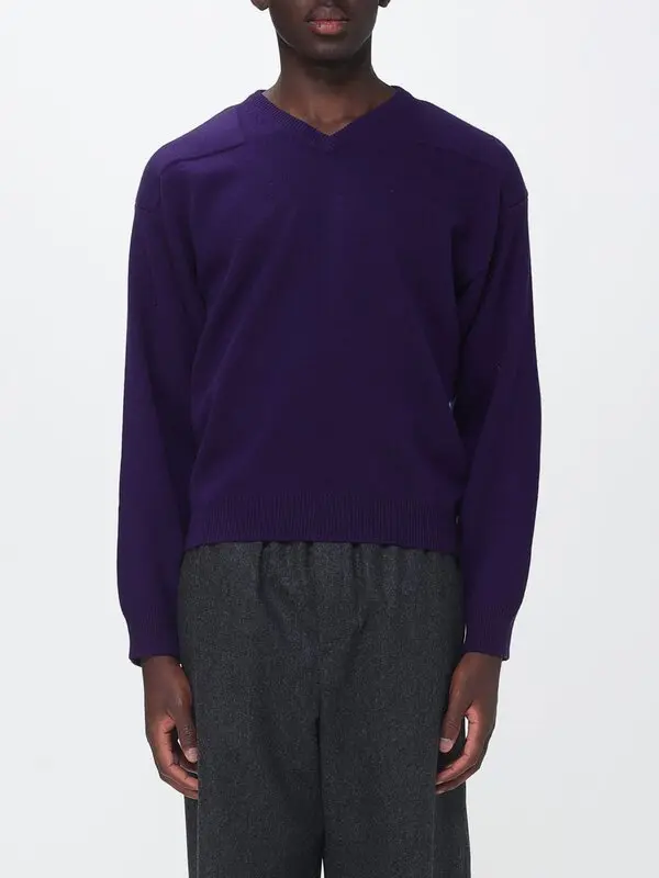 JIL SANDER V-neck Long-sleeve Wool Blend Jumper - Violet