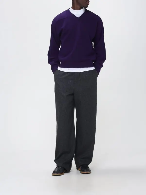 JIL SANDER V-neck Long-sleeve Wool Blend Jumper - Violet