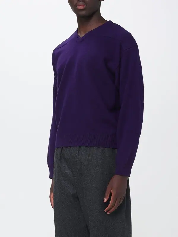JIL SANDER V-neck Long-sleeve Wool Blend Jumper - Violet