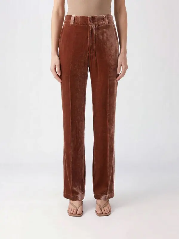 La DoubleJ High-waisted Velvet Skinny Trousers - Brown