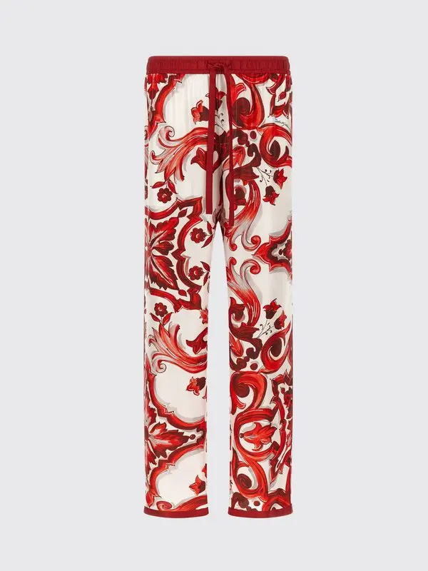 Dolce & Gabbana Majolica Print Straight-leg Silk Trousers