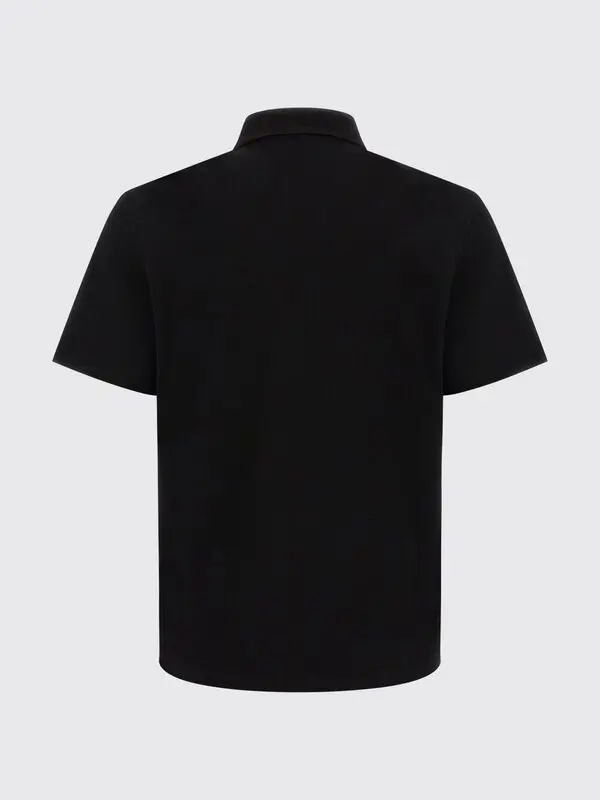 Versace Medusa Logo Cotton Polo Shirt With Ribbed Collar - Black