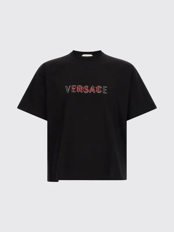 Versace Contrast Logo Front Cotton Crew-neck T-shirt