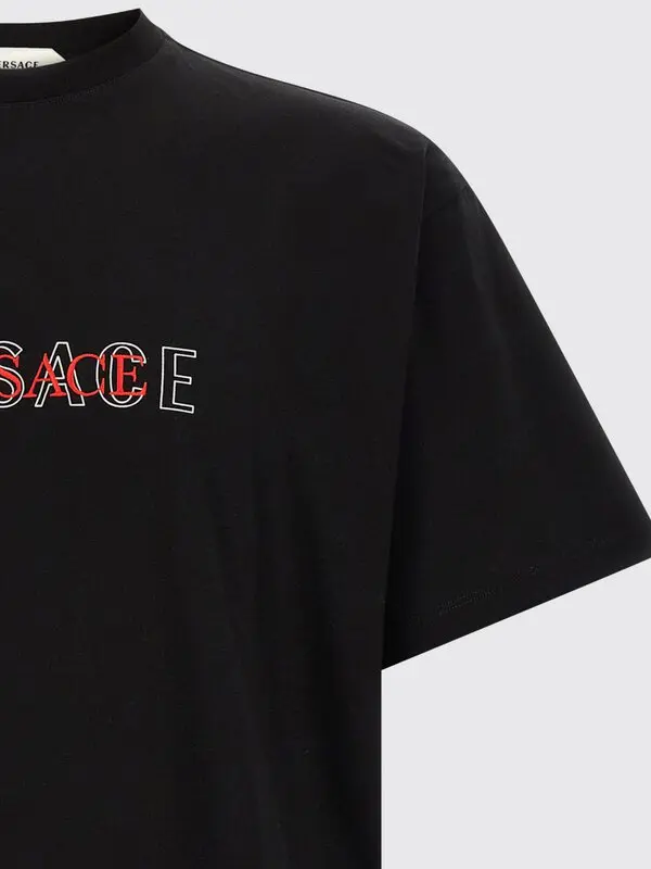 Versace Contrast Logo Front Cotton Crew-neck T-shirt