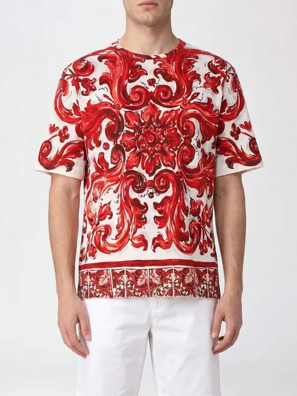 Dolce & Gabbana All-over Majolica Print Cotton Crew-neck T-shirt
