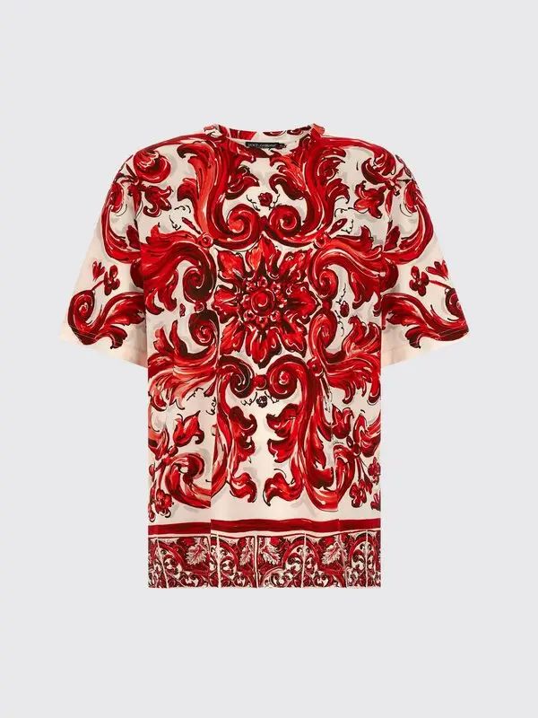 Dolce & Gabbana All-over Majolica Print Cotton Crew-neck T-shirt