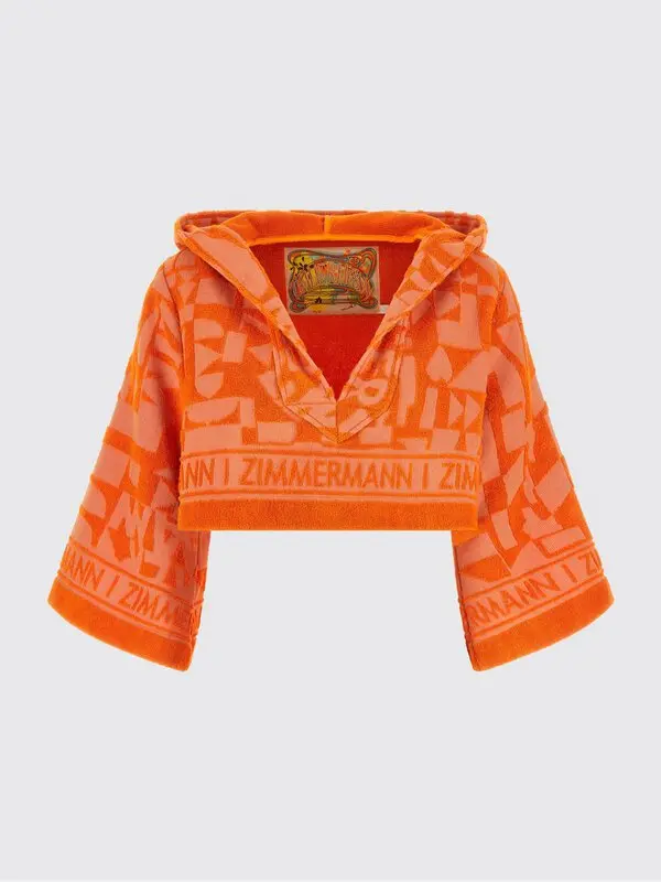Zimmermann Solstice Long-sleeved Cropped Cotton Hooded Top