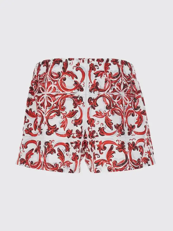 Dolce & Gabbana Majolica Print Boxer Swim Shorts With Logo Waistband - Burgundy