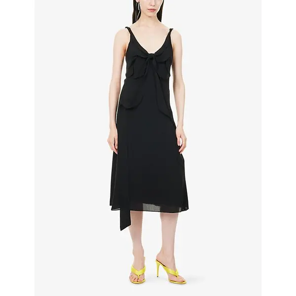 Acne Studios Silk Mini Dress With Bow Embellishment