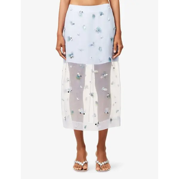 Simkhai Delilah Sequinned Sheer Midi Skirt
