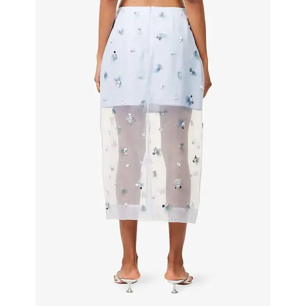 Simkhai Delilah Sequinned Sheer Midi Skirt