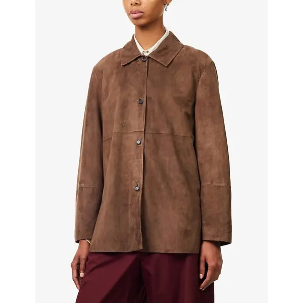 Max Mara Relaxed-fit Collared Suede Jacket