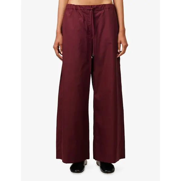 Max Mara Wide-leg Cotton Trousers With Drawstring Waist