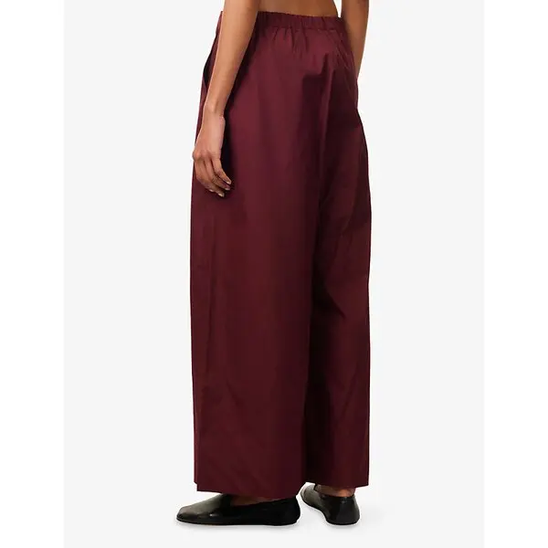 Max Mara Wide-leg Cotton Trousers With Drawstring Waist