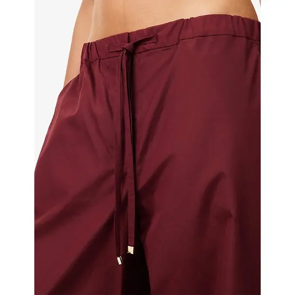 Max Mara Wide-leg Cotton Trousers With Drawstring Waist